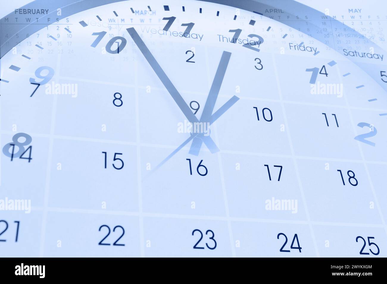 Clock face and calendar composite Stock Photo - Alamy