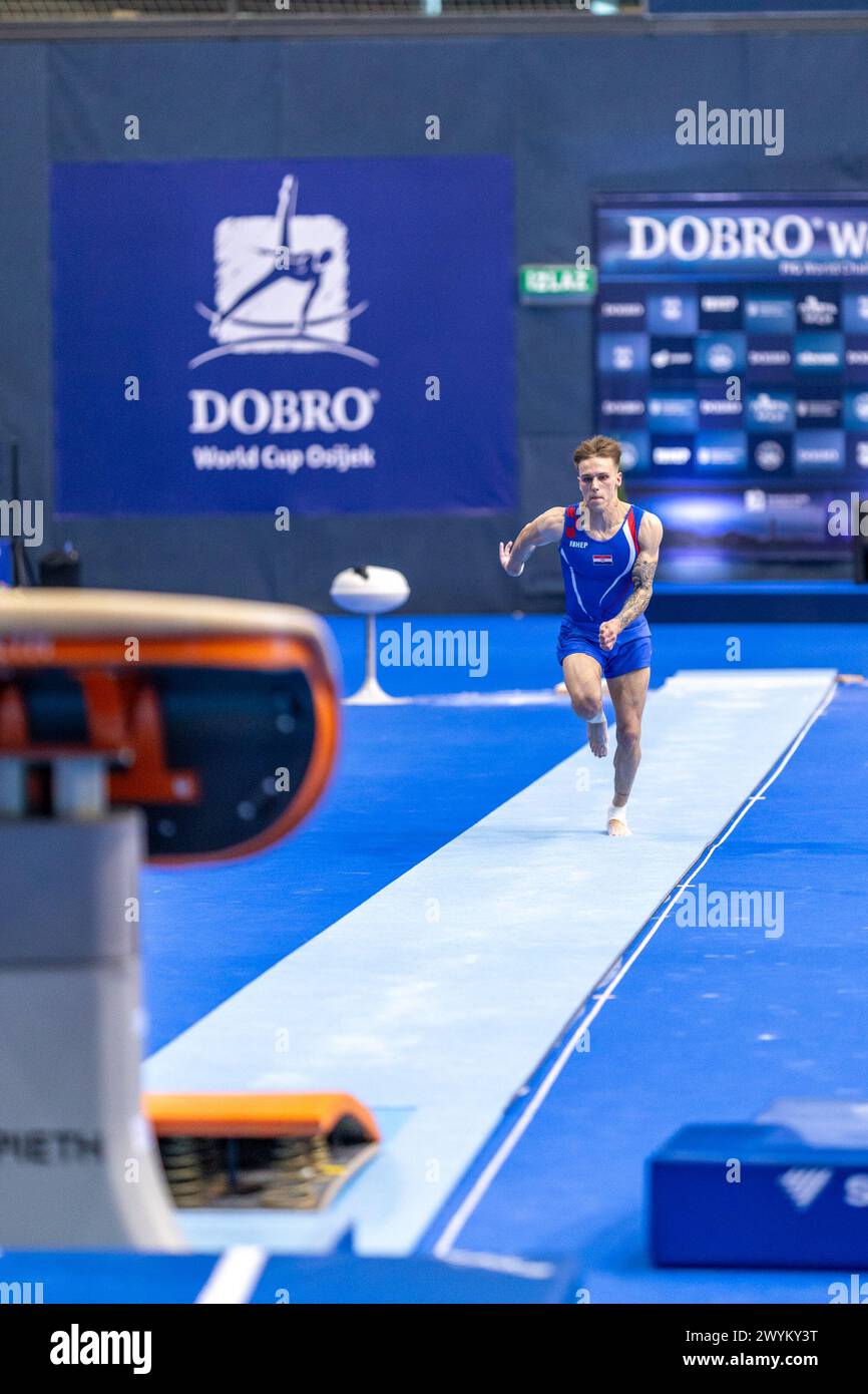 Osijek, Croatia. 07th Apr, 2024. Aurel Benovic of Croatia compete in ...