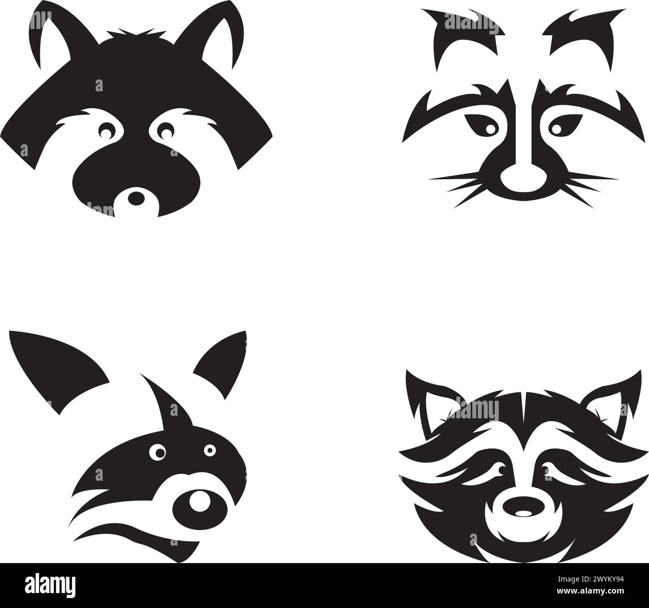 Cute Black raccoon logo vector icon illustration design Stock Vector ...