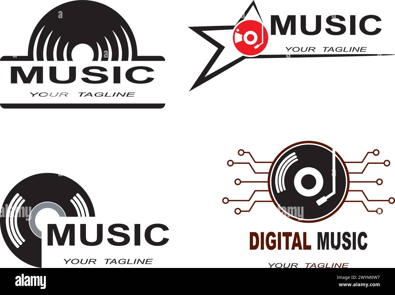 Vinyl disk record music logo vector icon illustration design Stock ...