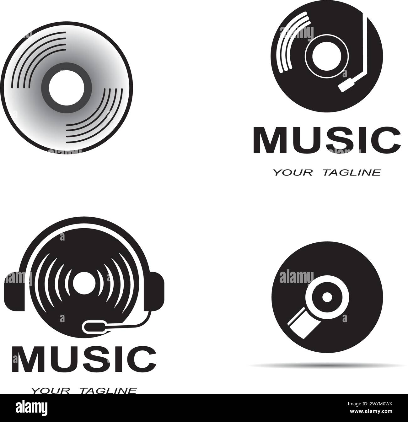 Vinyl disk record music logo vector icon illustration design Stock ...