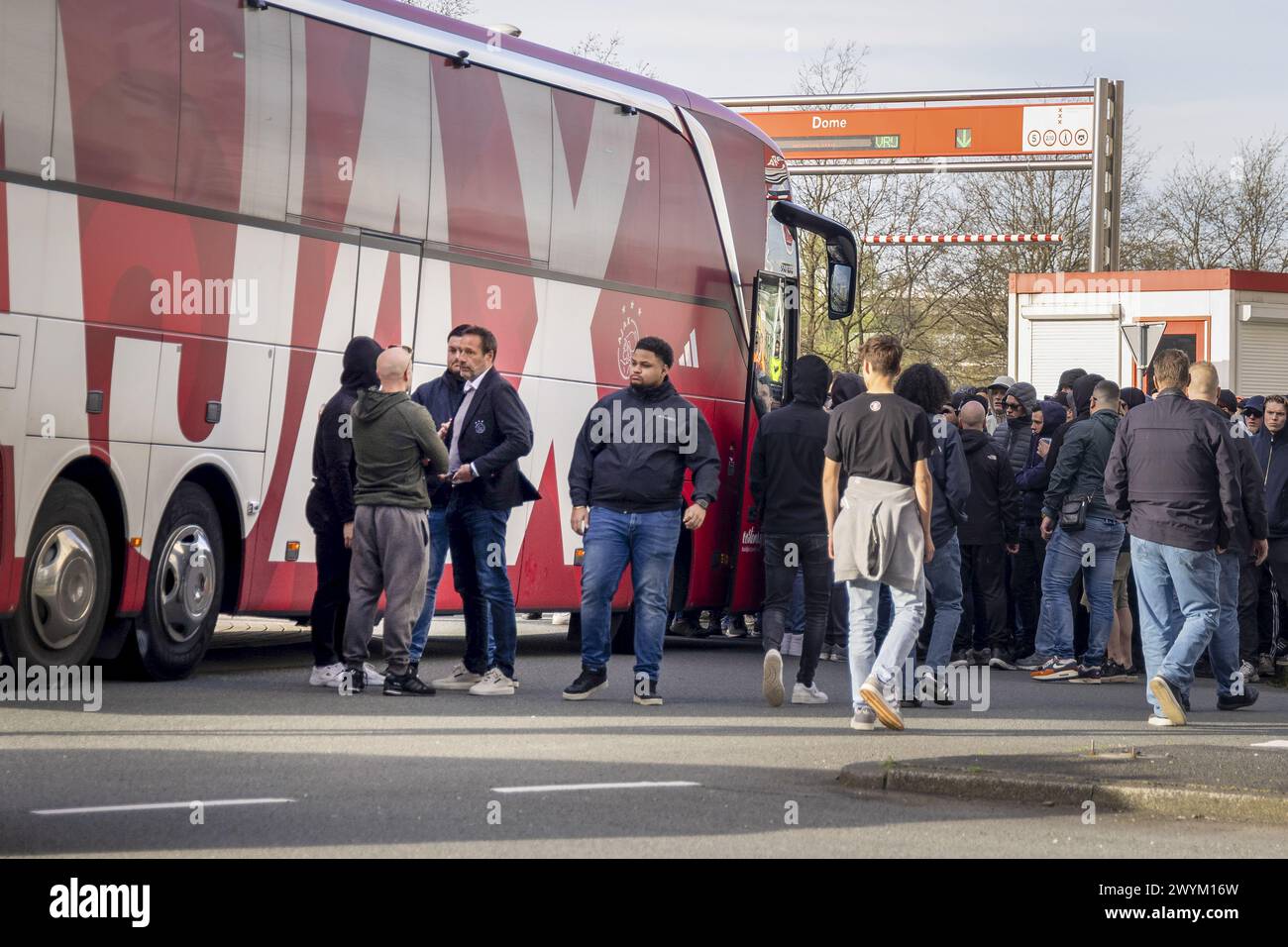 AMSTERDAM - Ajax coach John van t Schip talks to some of the dozens of ...