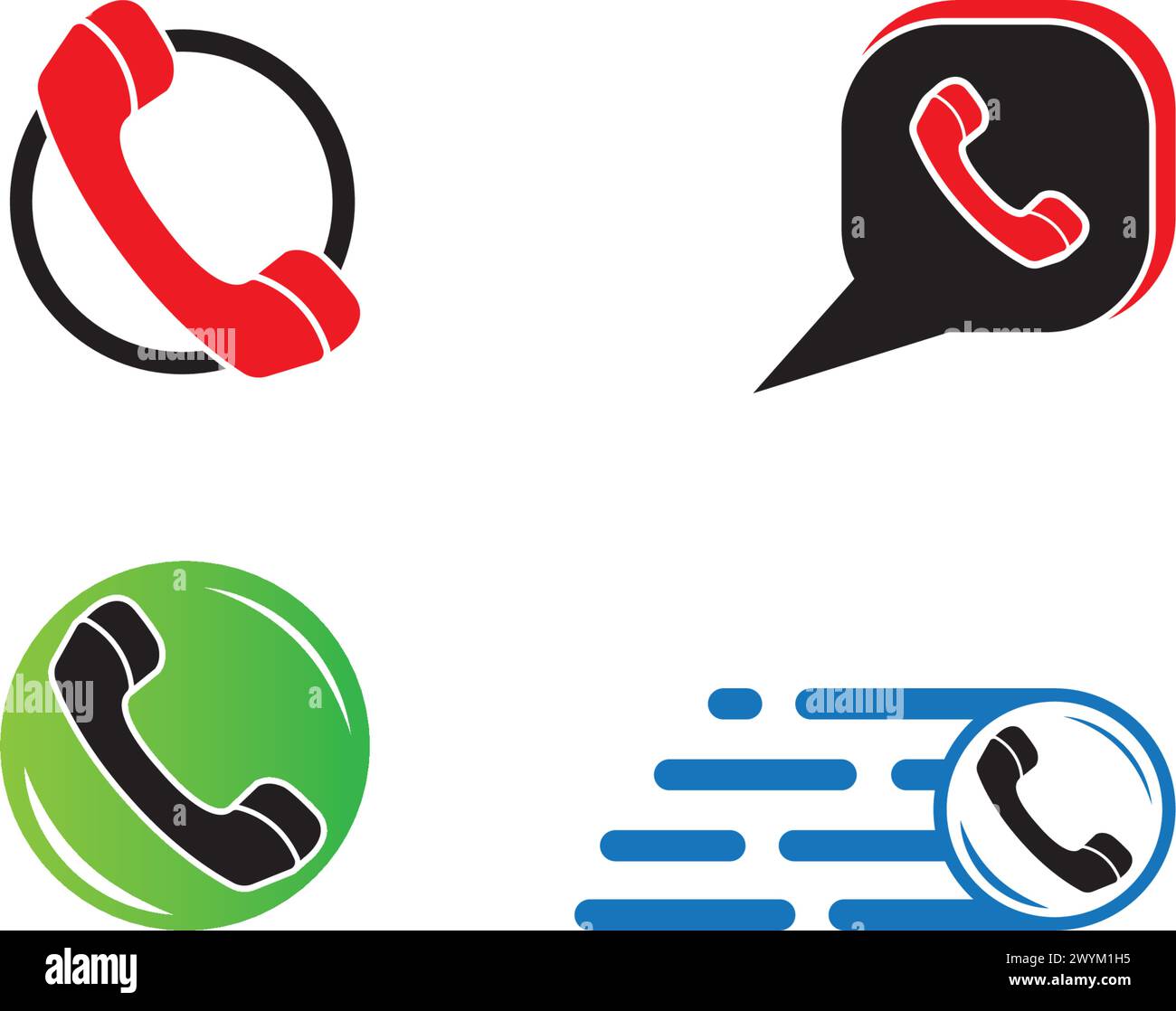 Abstract flat design simple vector ringing phone icon. Telephone symbol ...