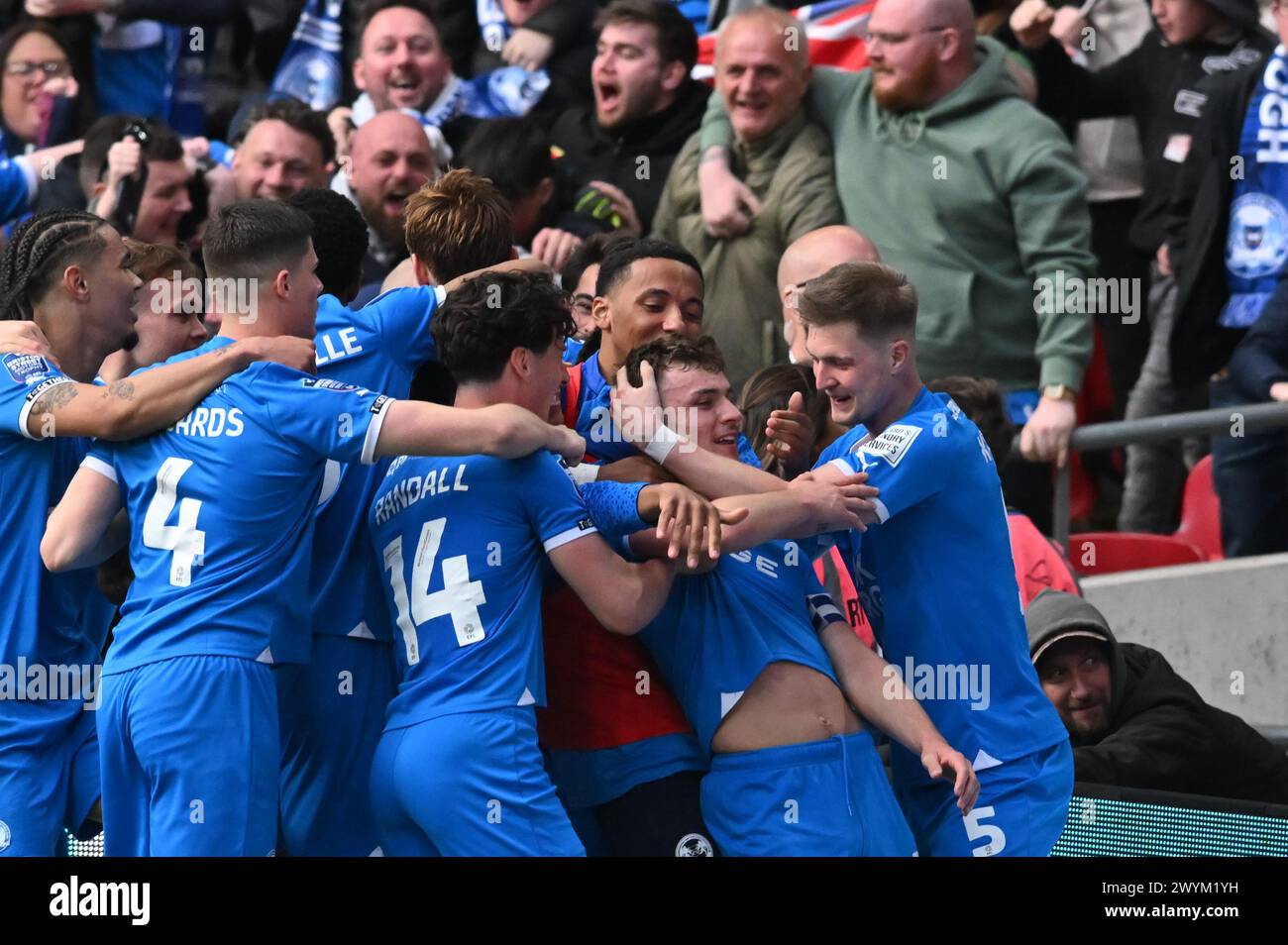 Harrison Burrows (3 Peterborough United) celebrates after scoring teams ...