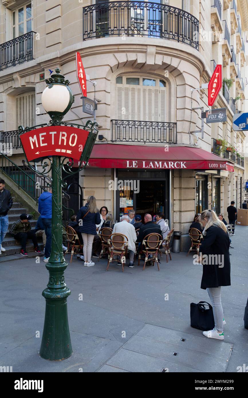 Paris, France. 30th Apr, 2022.Terrace of Le Lamarck café and tobacco ...