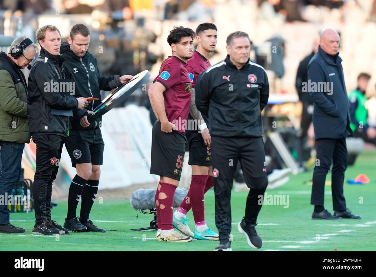 Super League match between AGF and FC Midtjylland at Ceres Park in Aarhus Sunday, April 7, 2024 ...