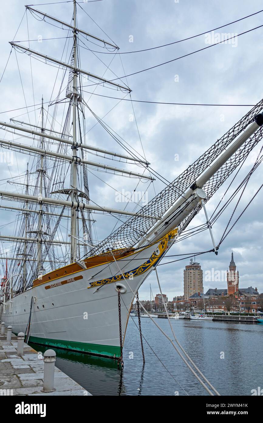Sailing ship Duchesse Anne, boats, marina, high-rise building, houses ...