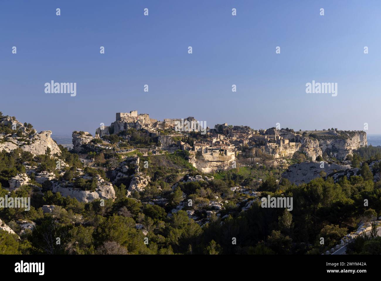 Medieval castle and village, Les Baux-de-Provence, Alpilles mountains ...