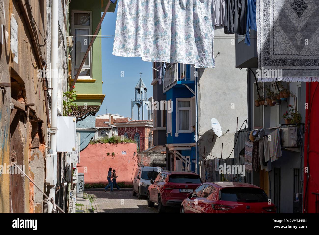 Famous Balat neighborhood in Fatih district of Istanbul, Turkey Stock ...