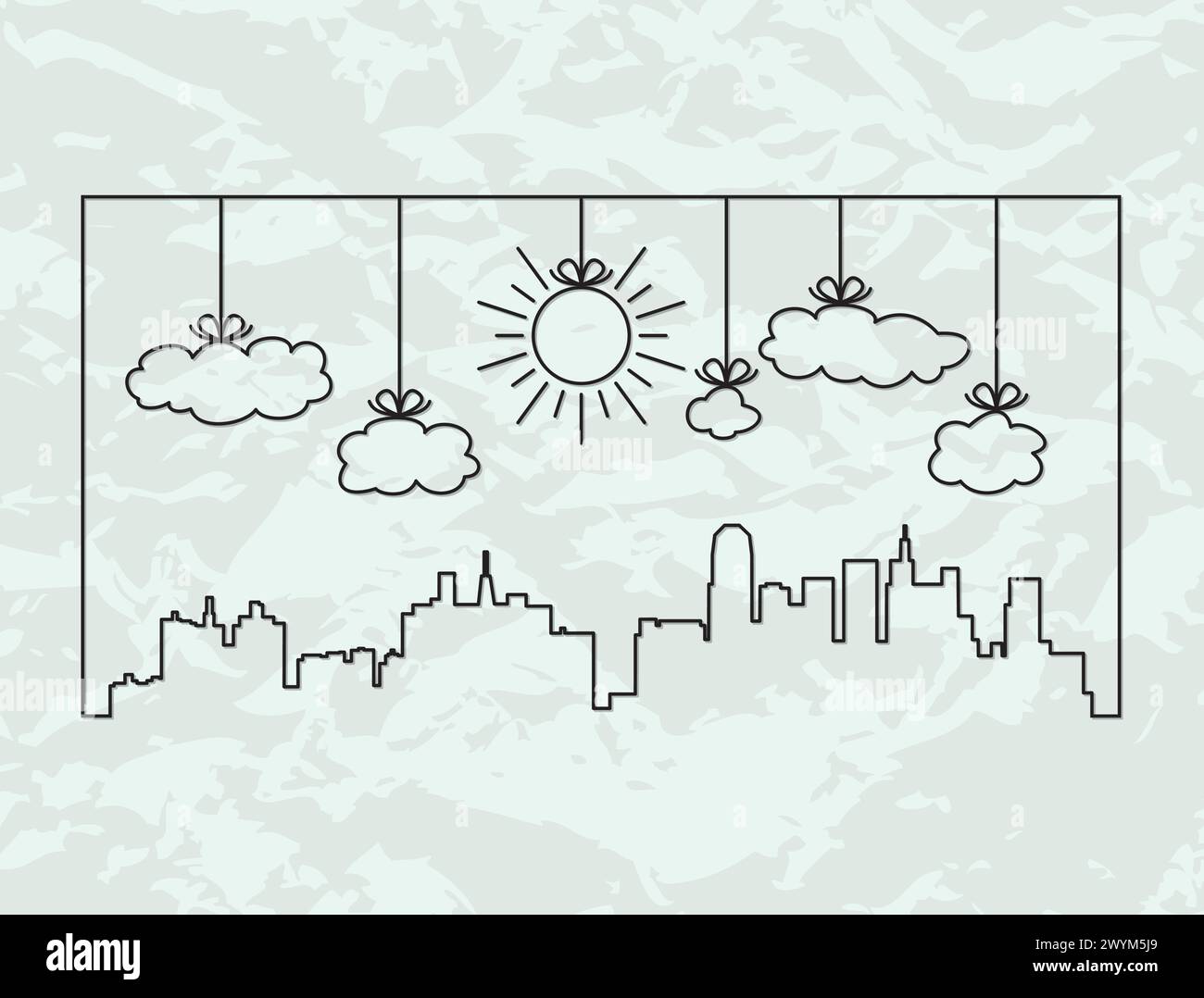 vector city contours of buildings and clouds Stock Vector Image & Art ...