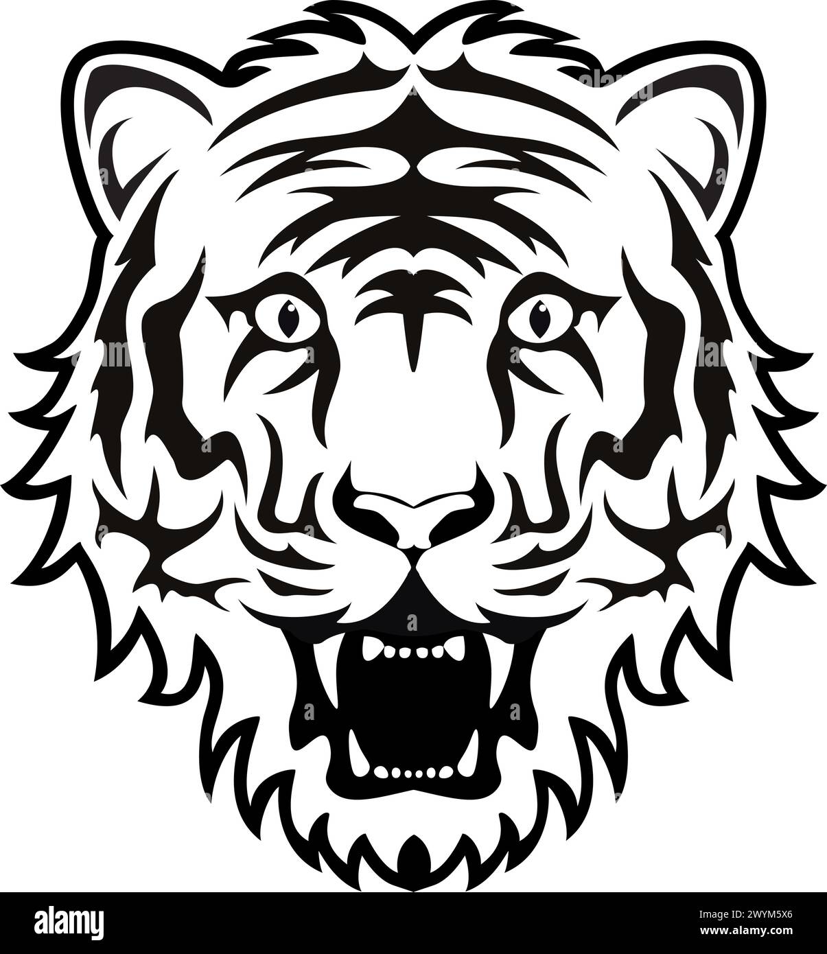 vector stylized black and white tiger face Stock Vector Image & Art - Alamy
