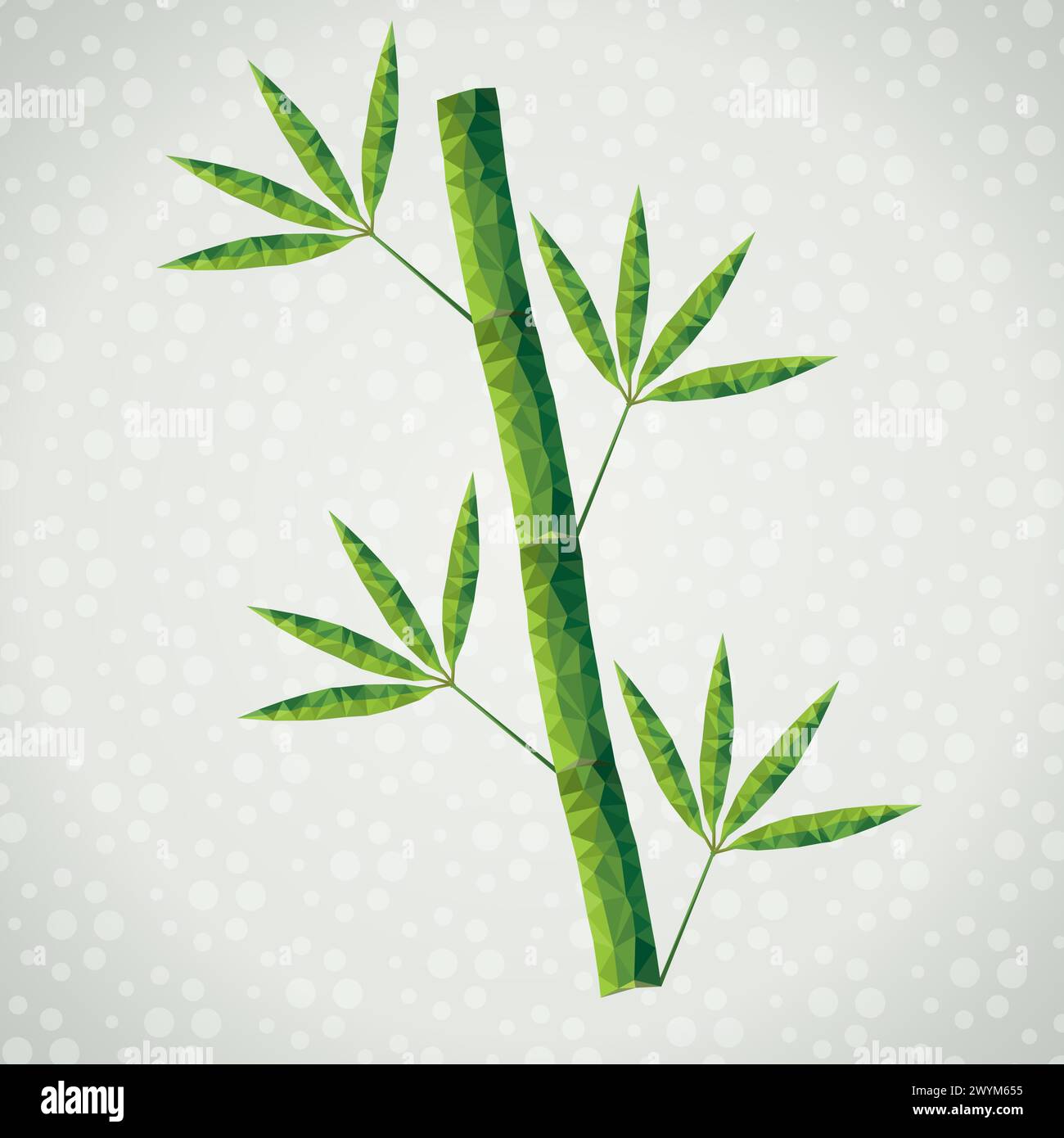 vector illustration of green bamboo branch made of triangles Stock ...