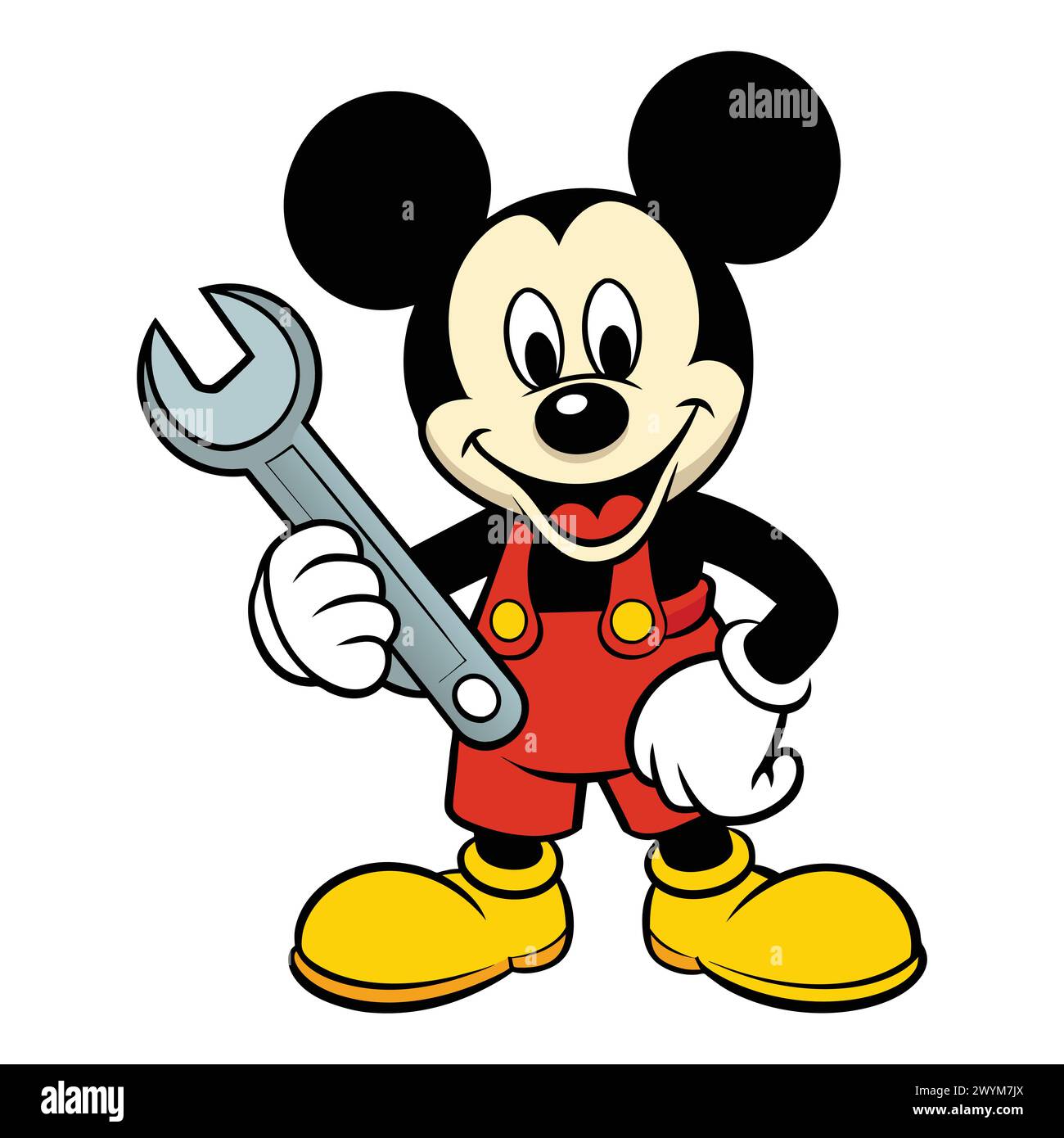 Mickey Mouse's hands hold a wrench on a white background Stock Vector ...