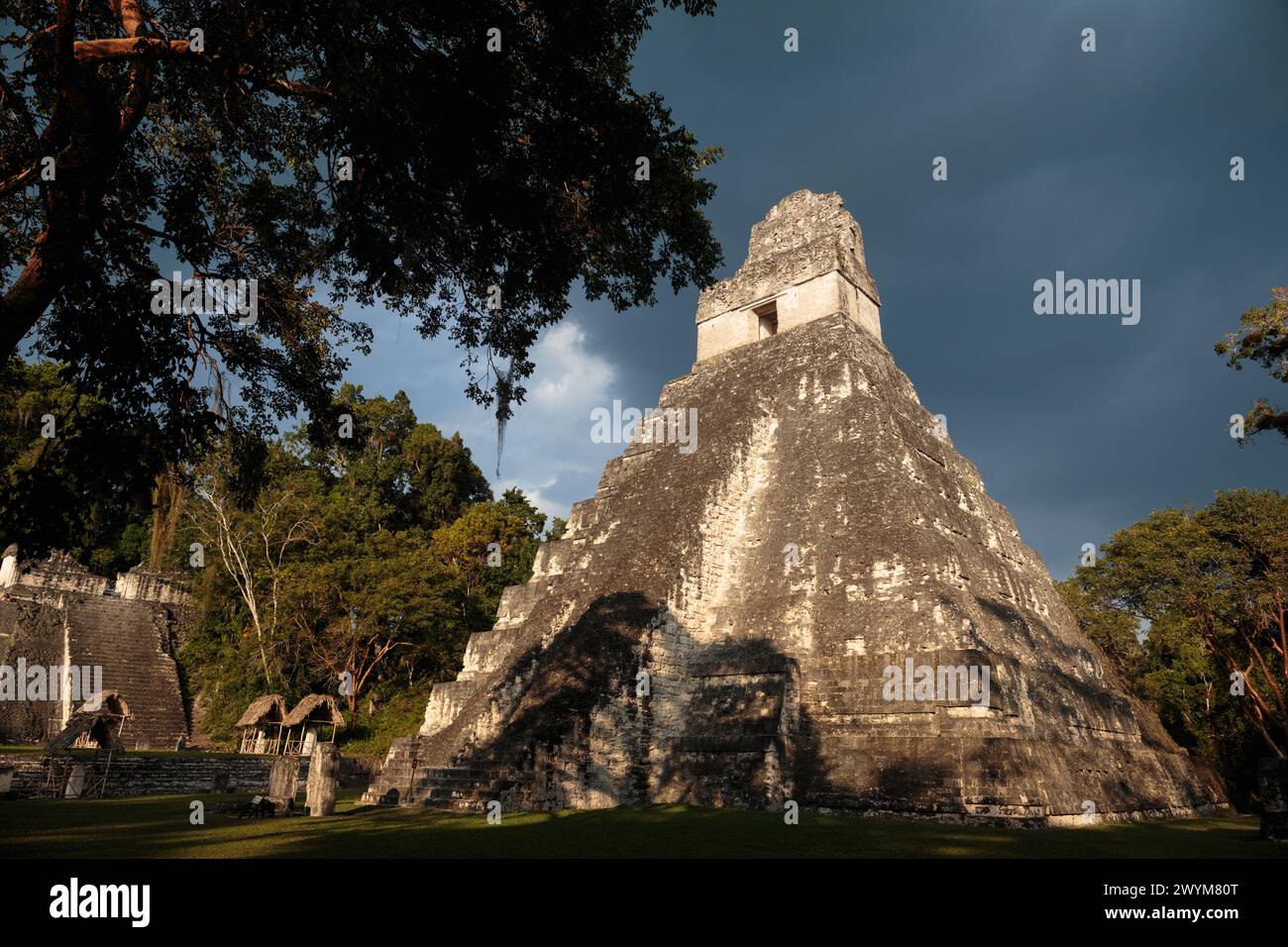 Pyramids and ruins in the Mayan city of Tikal in the jungle of northern ...