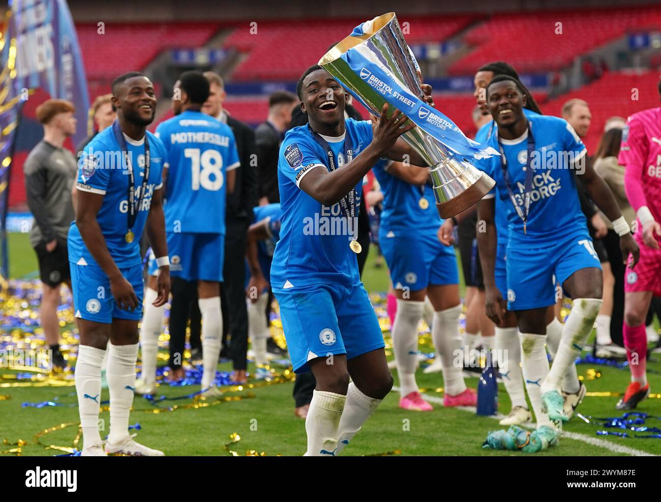 Peterborough United's Ricky-Jade Jones celebrates with the trophy after ...