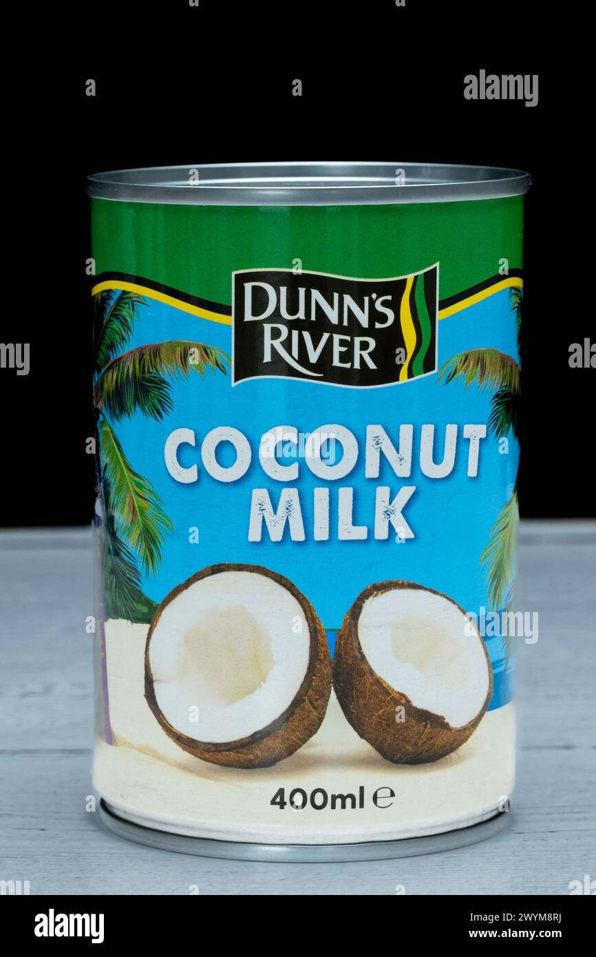 Irvine, Scotland, UK - March 26, 2024: Tin of Dunn’s River Coconut milk ...