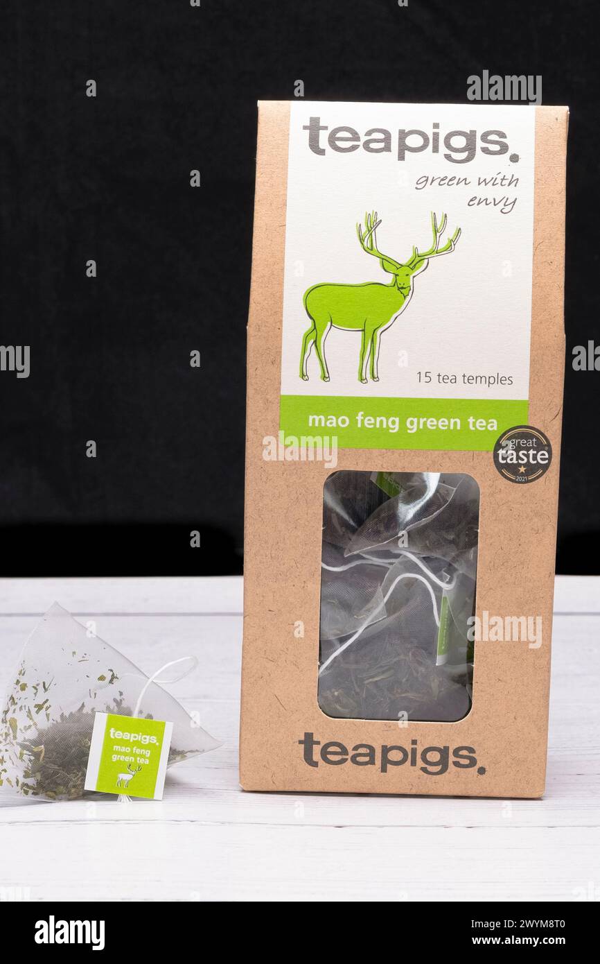 Irvine, Scotland, UK - March 26, 2024: Teapigs branded Mao Feng Green ...