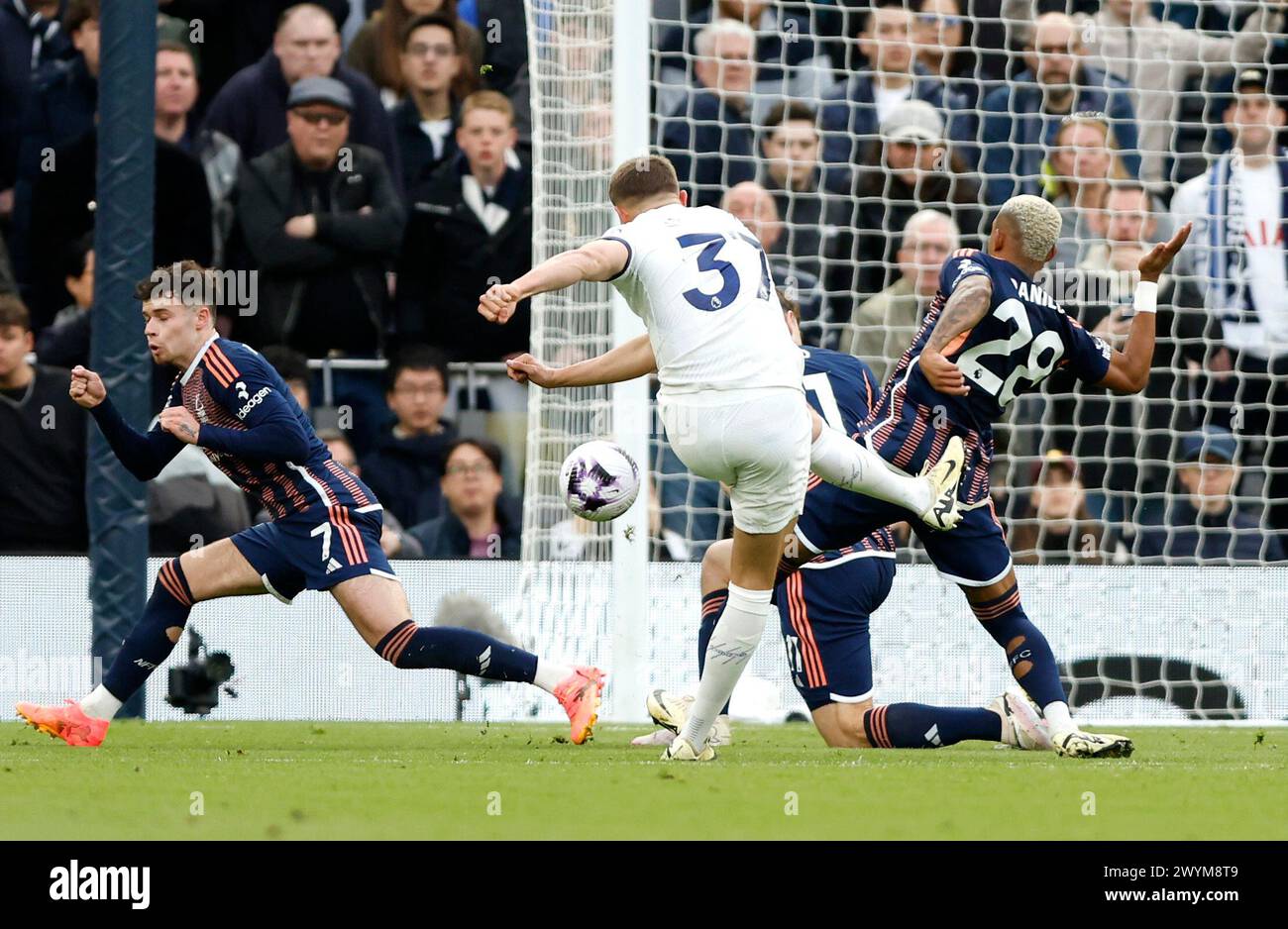 Tottenham Hotspur's Micky van de Ven scores their side's second goal of ...