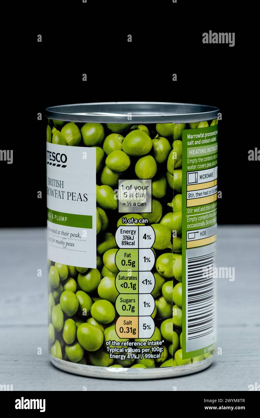 Irvine, Scotland, UK - March 26, 2024: Tesco branded Marrowfat peas in ...