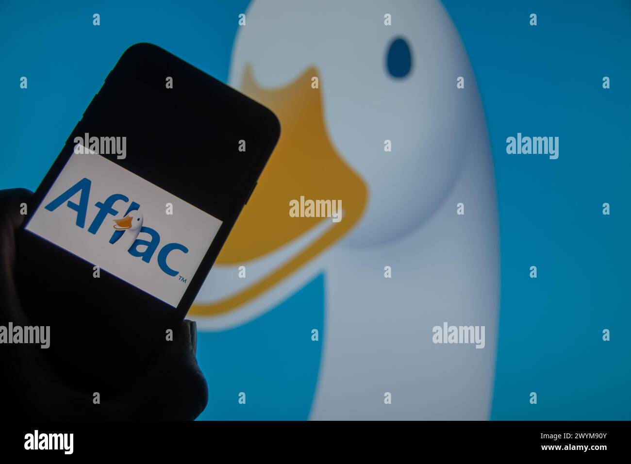 Rheinbach, Germany 13 March 2024, The brand logo of the American insurance company "Aflac" on ...