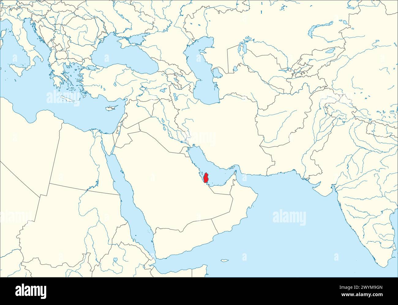 Red map of QATAR inside white map of the Middle East Stock Vector Image ...