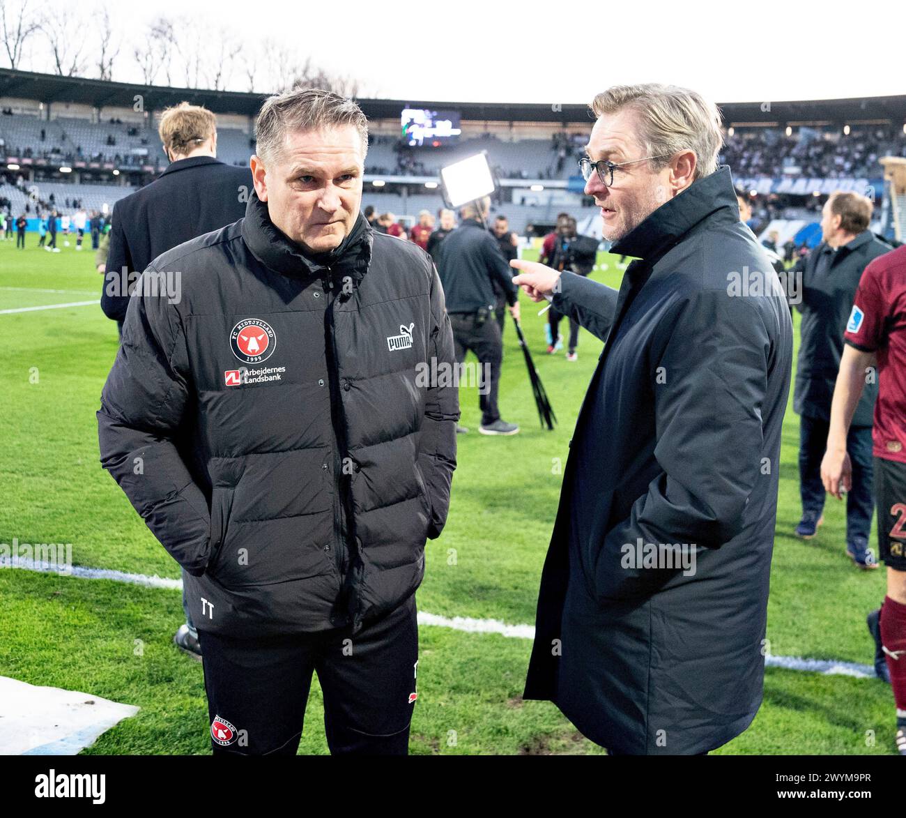 FC Midtjylland's coach Thomas Thomasberg and CEO Claus Steinlein after ... FC Midtjylland's coach Thomas Thomasberg and CEO Claus Steinlein after ...