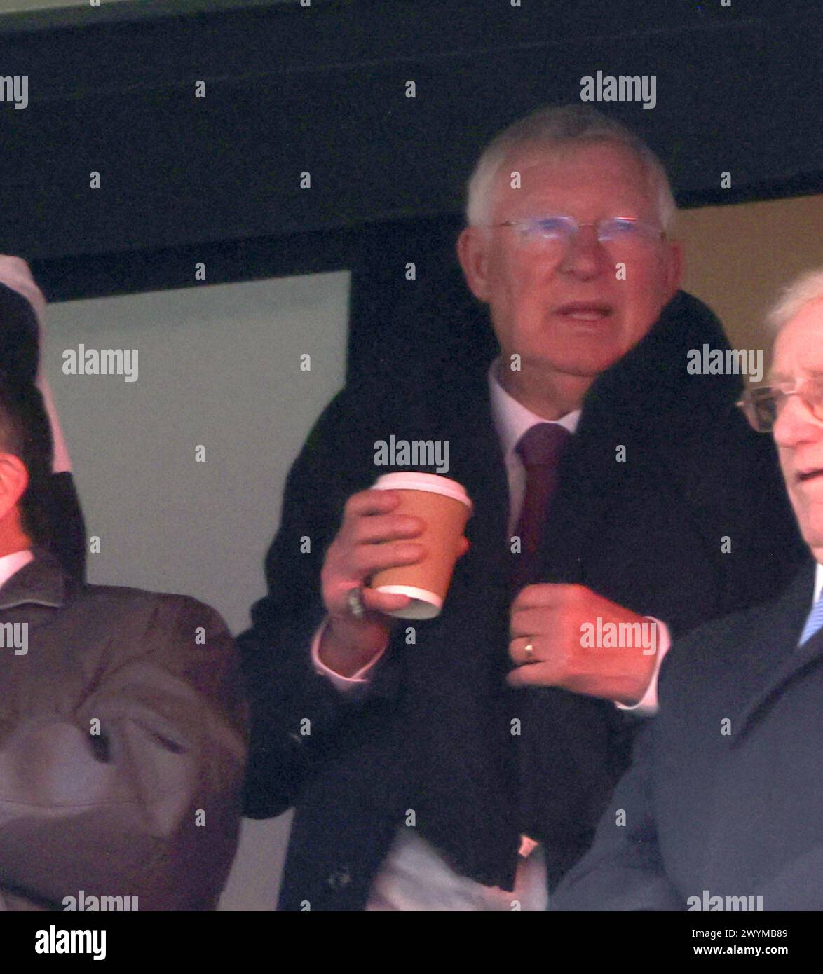 London, UK. 07th Apr, 2024. Sir Alex Ferguson watches his son Darren ...