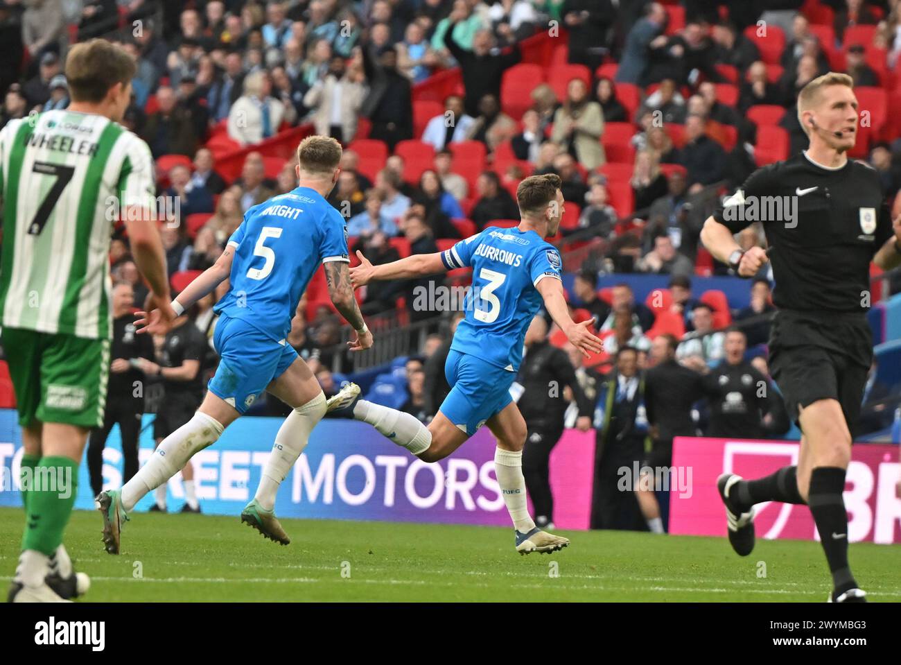 Harrison Burrows (3 Peterborough United) celebrates after scoring teams ...