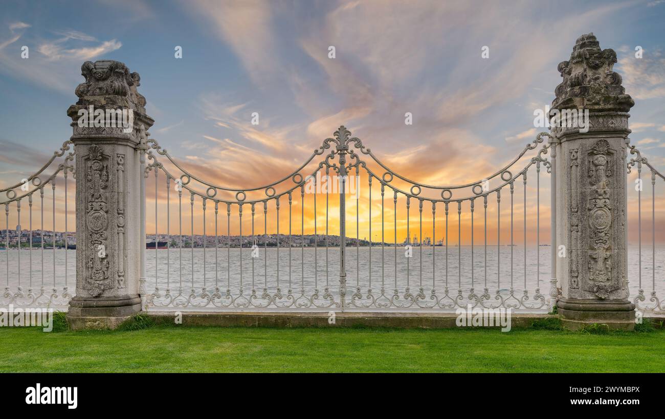 Ornate wrought iron fence decorated with intricate designs at the ...