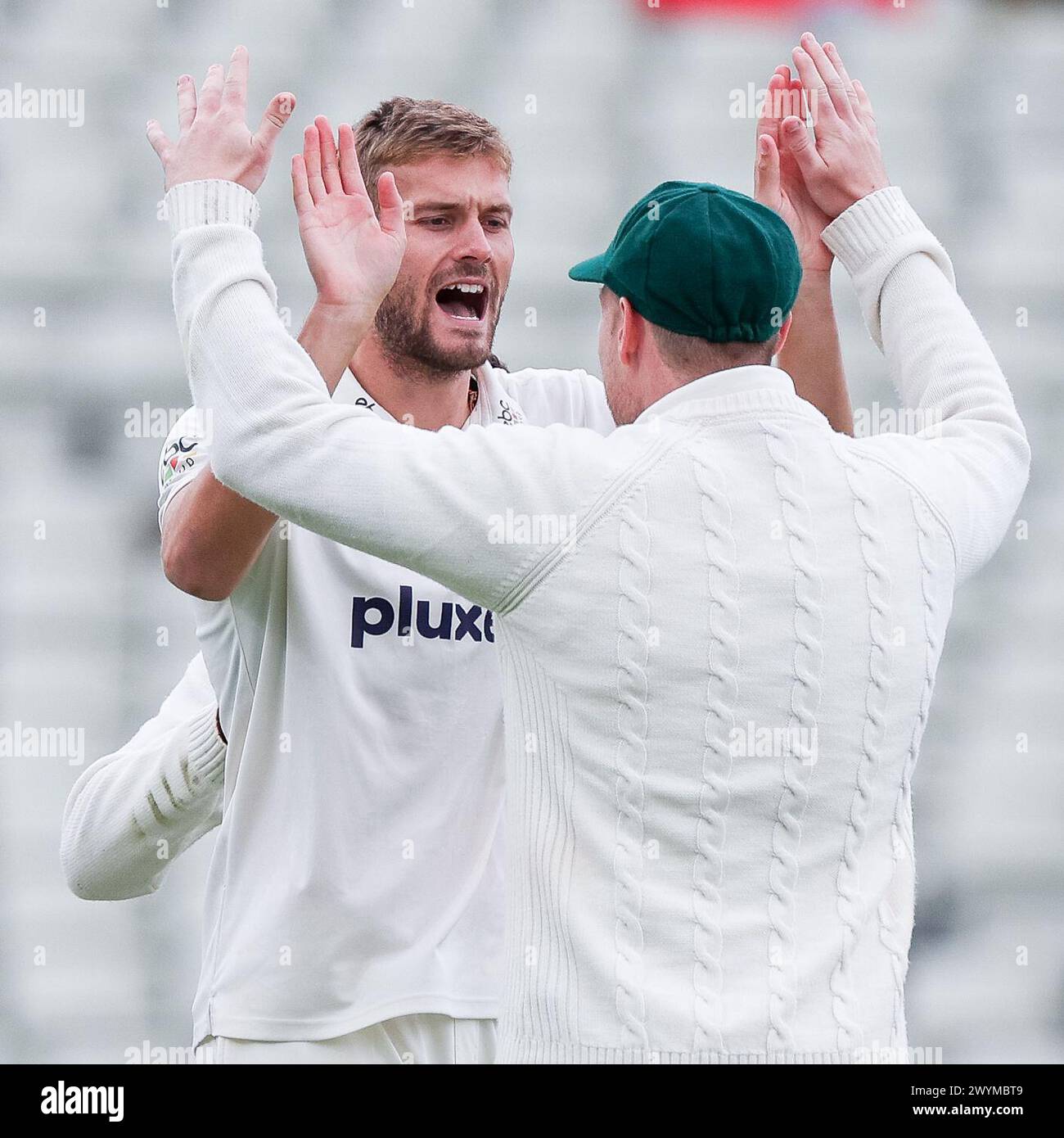 Birmingham, UK. 07th Apr, 2024. Worcestershire's Adam Finch is high ...