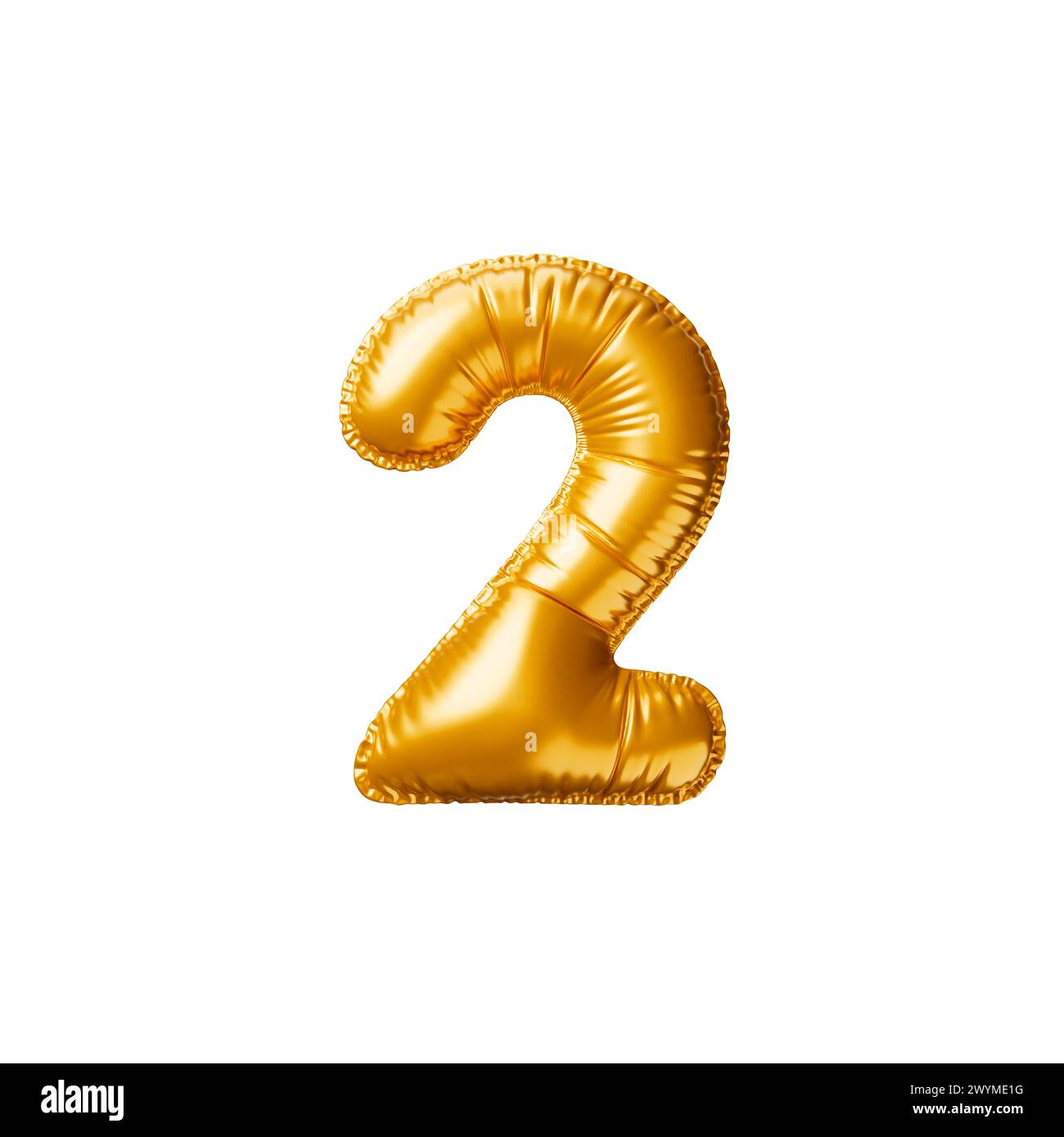 Golden balloon Number 2. 3d render illustration Stock Photo - Alamy