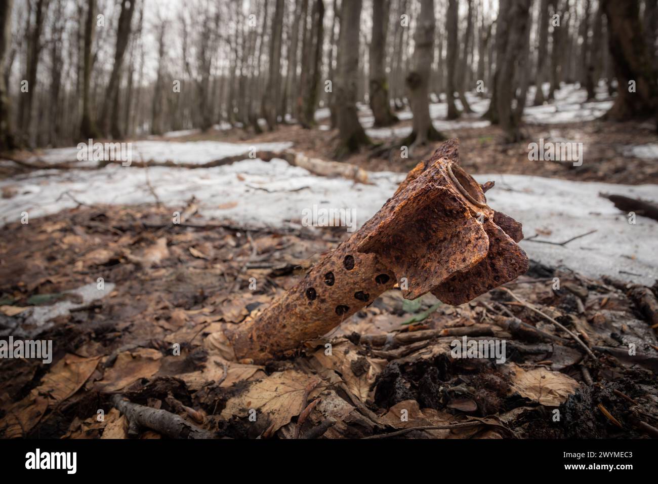 UXO unexploded ordnance - Tail stabilizer from a Soviet mortar bomb ...