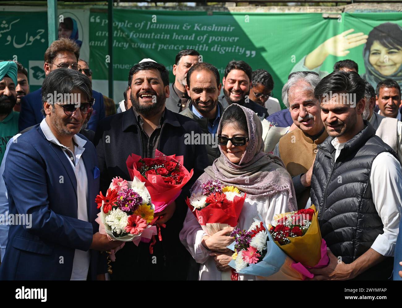 SRINAGAR, INDIA - APRIL 7: Mehbooba Mufti with Waheed Parra (R) and ...