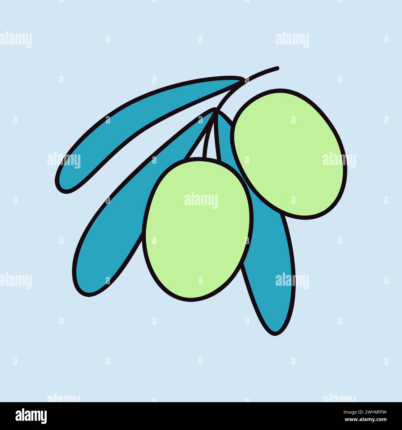 Olive branch, leaves and olives vector icon. Graph symbol for food and ...