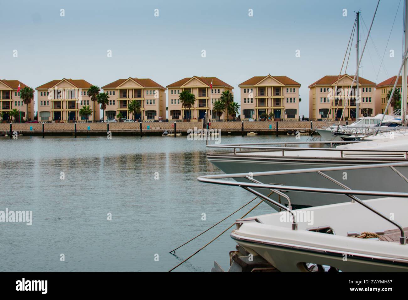 classic colonial houses, in the marina of gibraltar, united kingdom ...