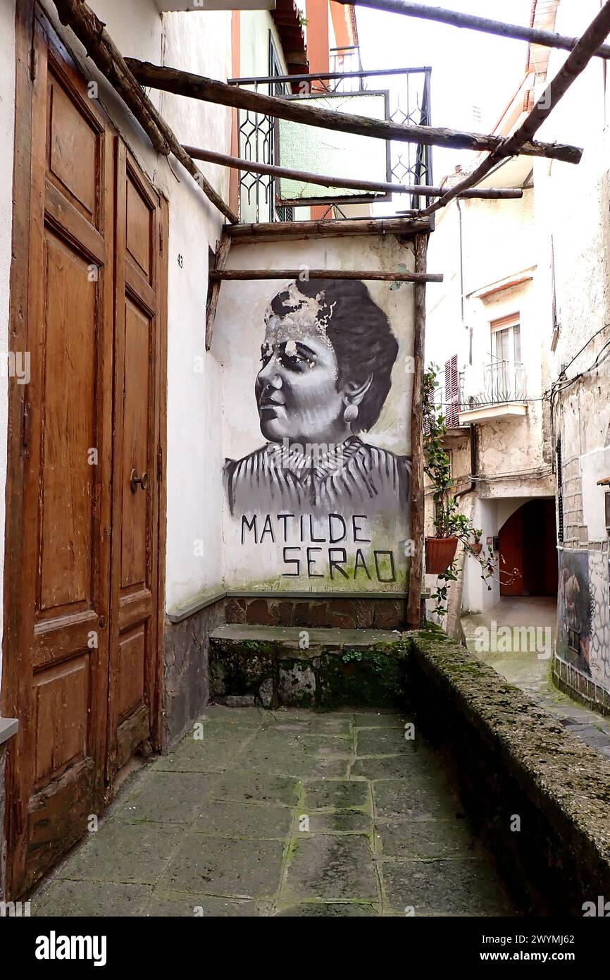 Murals depicting the journalist and Italian writer Matilde Serao ...