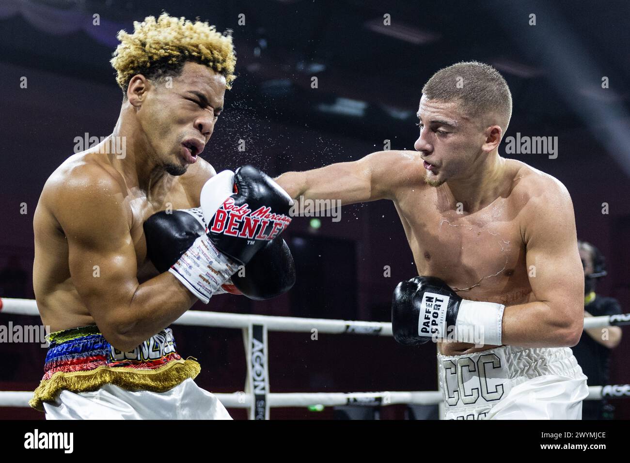 Falkensee, Germany. 06th Apr, 2024. Boxing: Welterweight, Gonzales (Venezuela) - Cakiqi (Germany ...