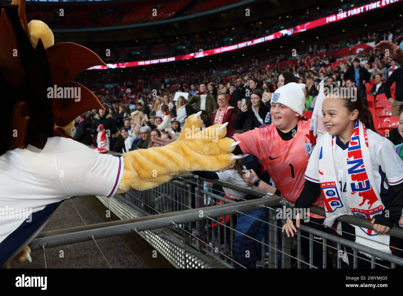 Official team mascots Three Lionesses engage with fans England v Sweden ...
