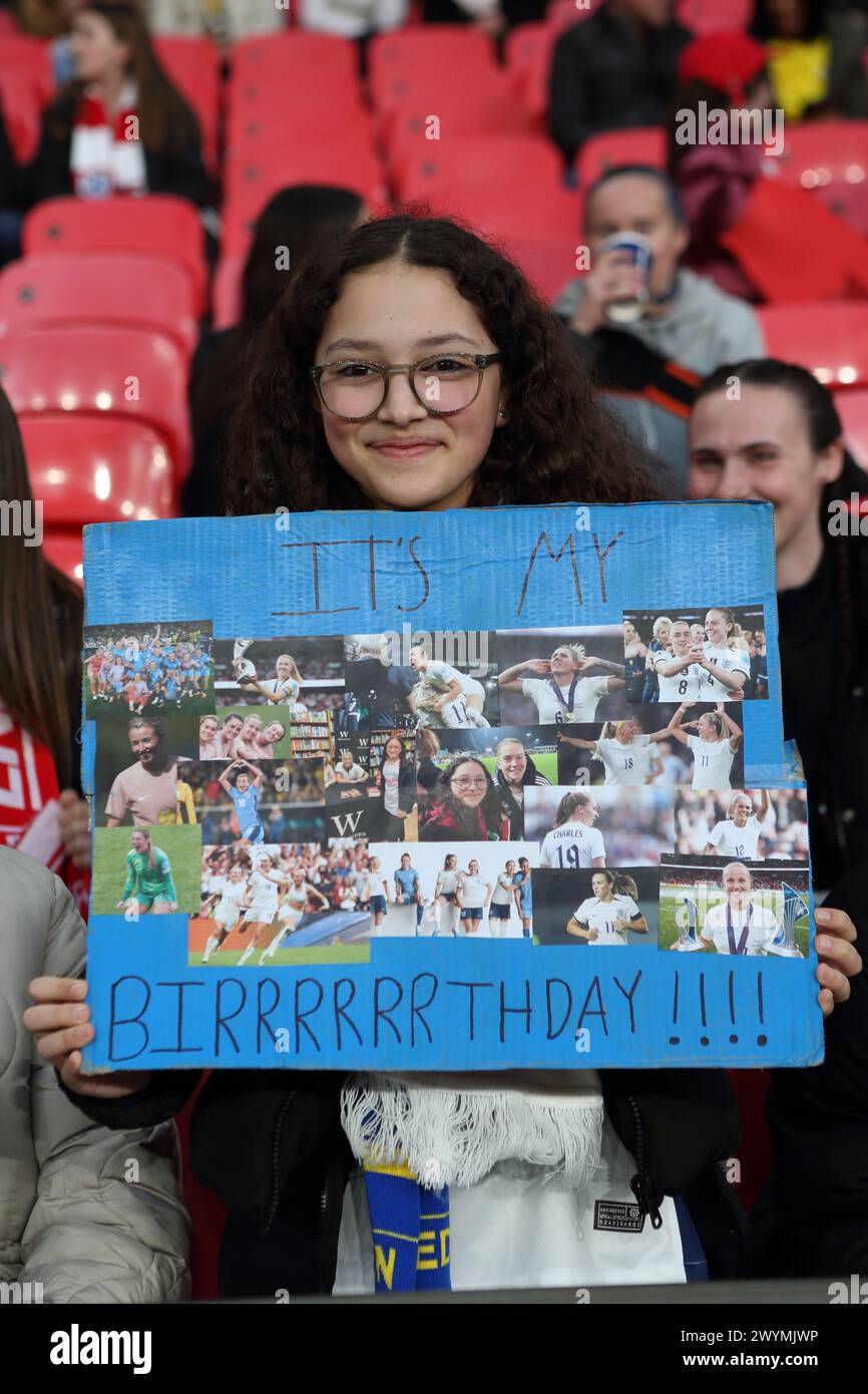 Girl fan with homemade placard Its my birthday England v Sweden UEFA ...