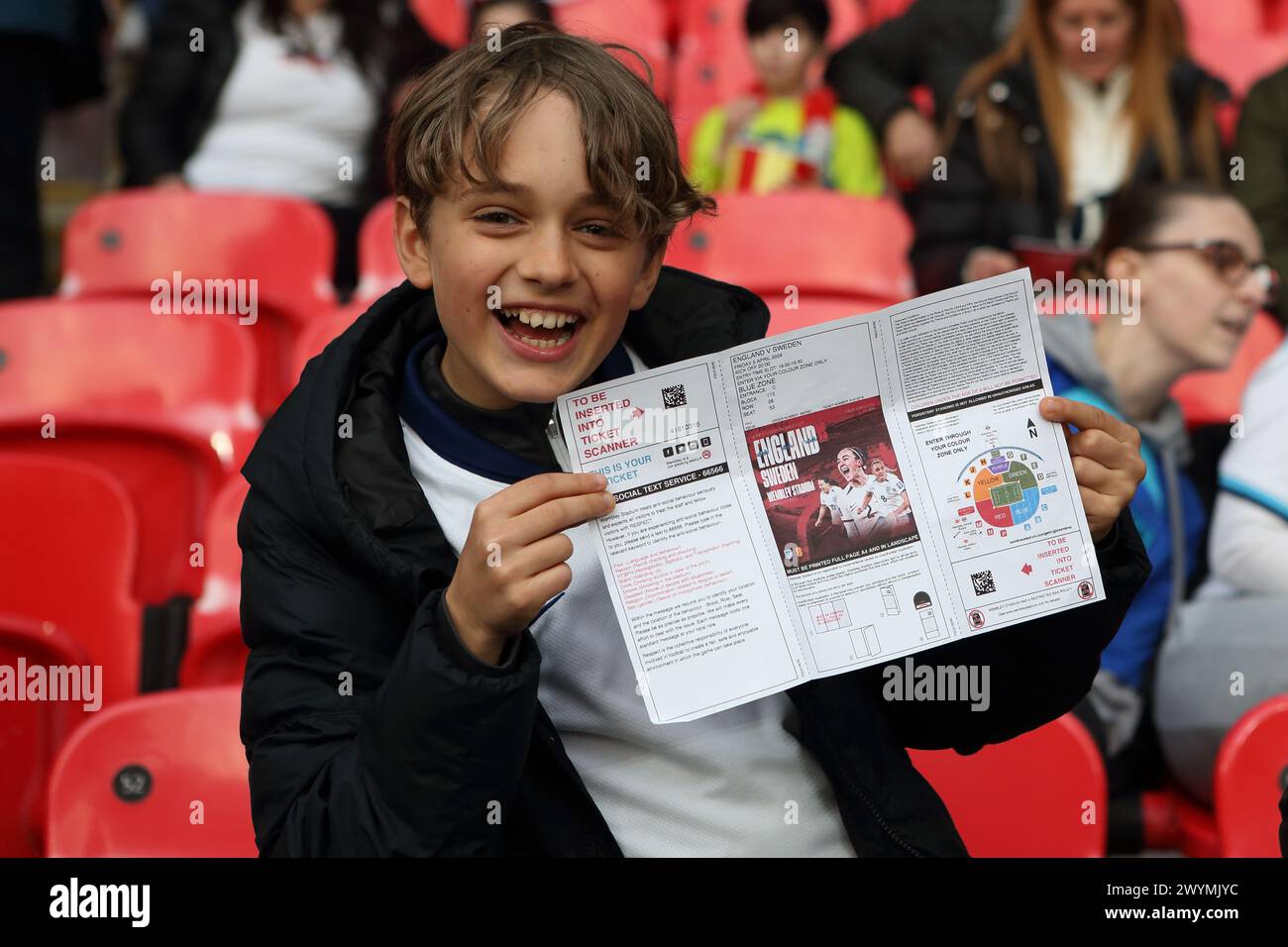 Boy with print at home match ticket England v Sweden UEFA Women's Euro ...
