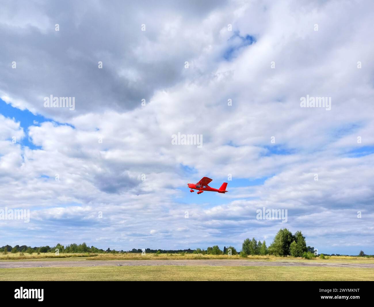 Small propeller plane Aeroprakt-32L takes off from the airport Stock ...