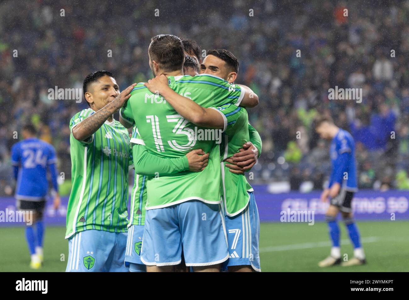 Seattle, Washington, USA. 6th Apr, 2024. Seattle Sounders players ...