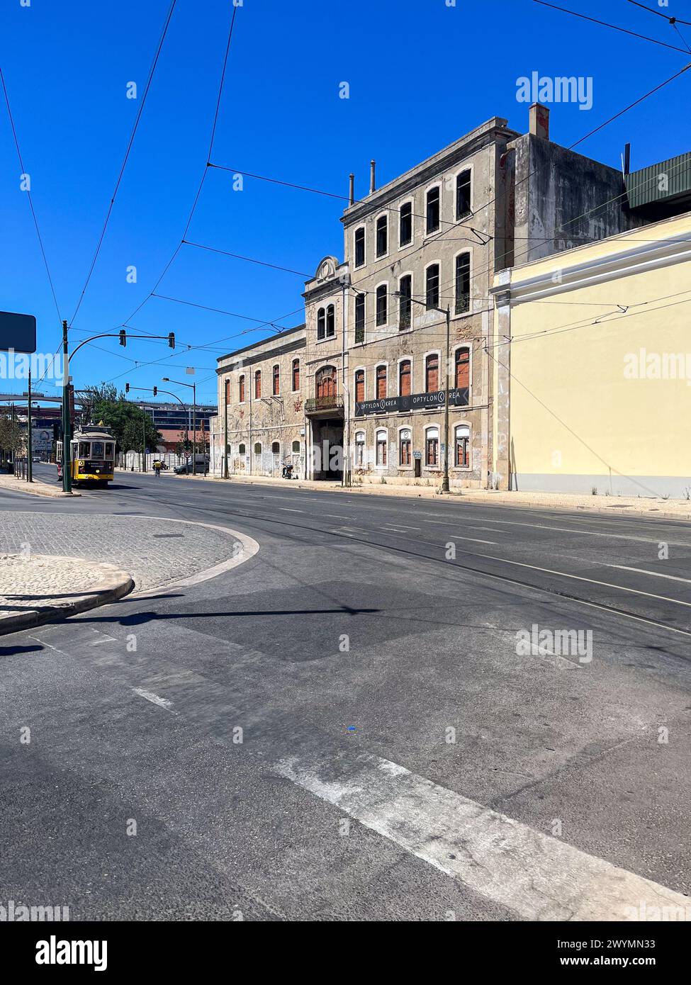 Lisbon, Portugal, Alcantara-Mar,steets,colourful buildings,tram 28 ...