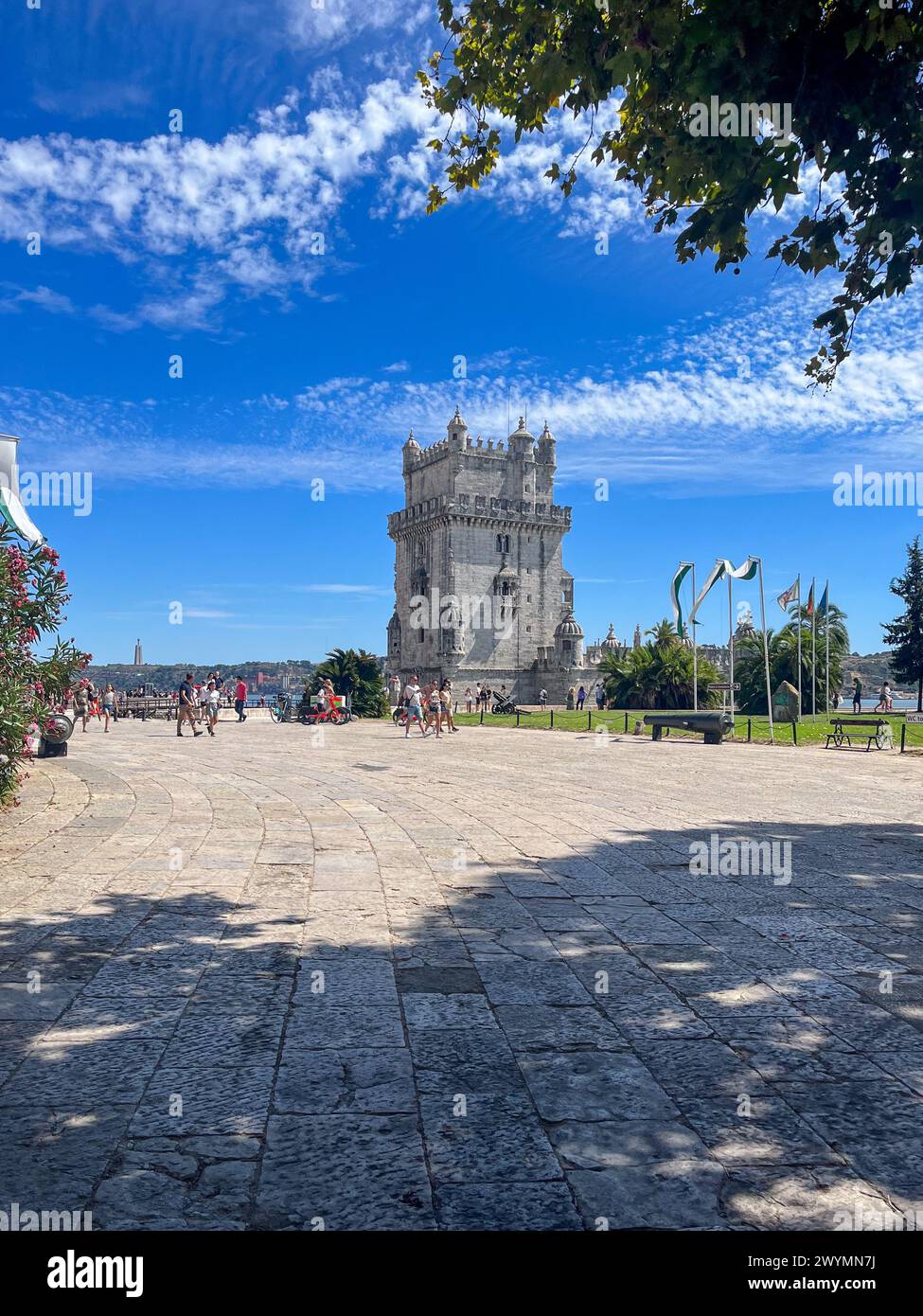 Lisbon, Portugal, Jardim da Torre de Belém, Belém Tower, Torre de Belem ...