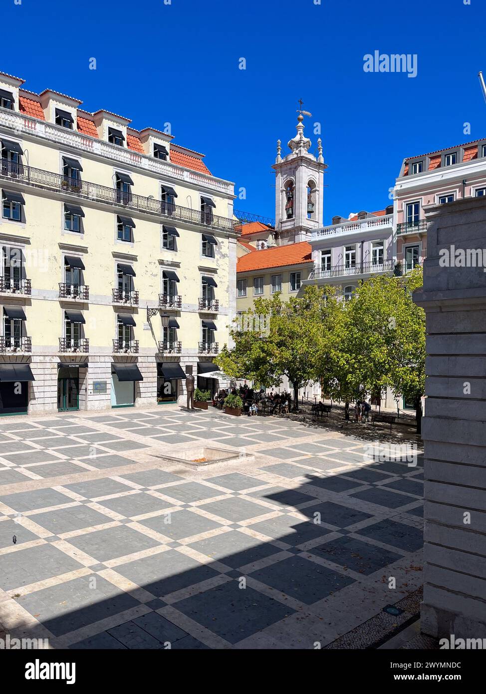 Lisbon, Portugal, summertime, steets, colourful buildings,Rossio area ...