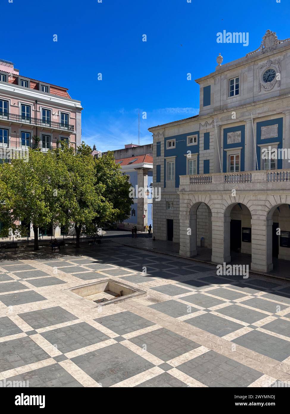 Lisbon, Portugal, summertime, steets, colourful buildings,Rossio area ...