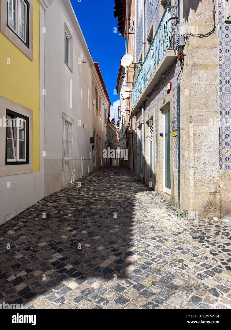 Lisbon, Portugal, summertime, steets, colourful buildings,Alfama area ...