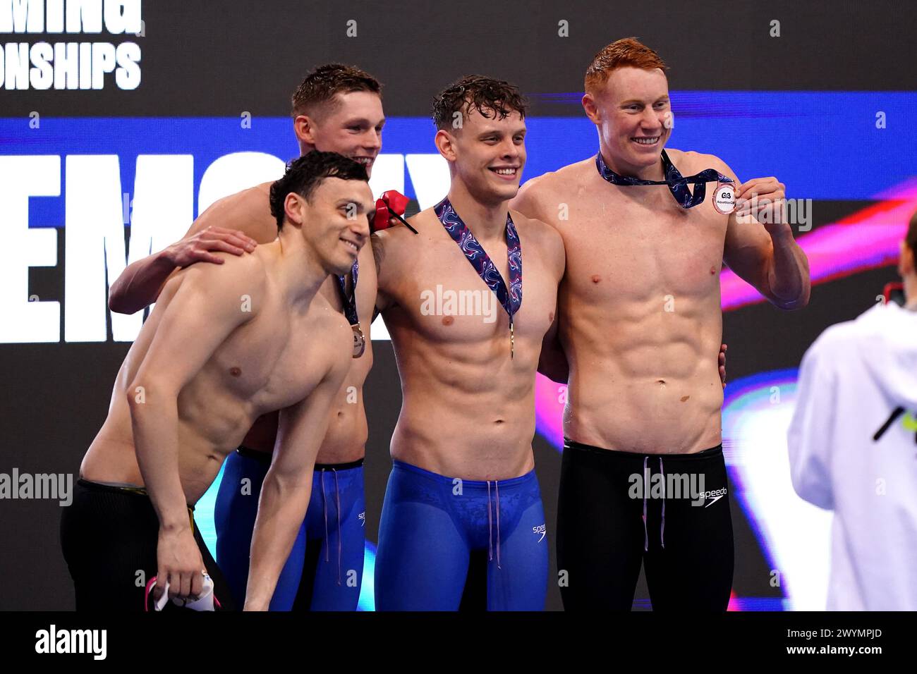 L-R James Guy, Duncan Scott, Matthew Richards and Thomas Dean after the ...