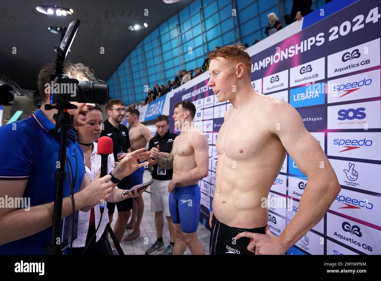 Thomas Dean speaks to the media after the Men's 200m Freestyle Paris ...