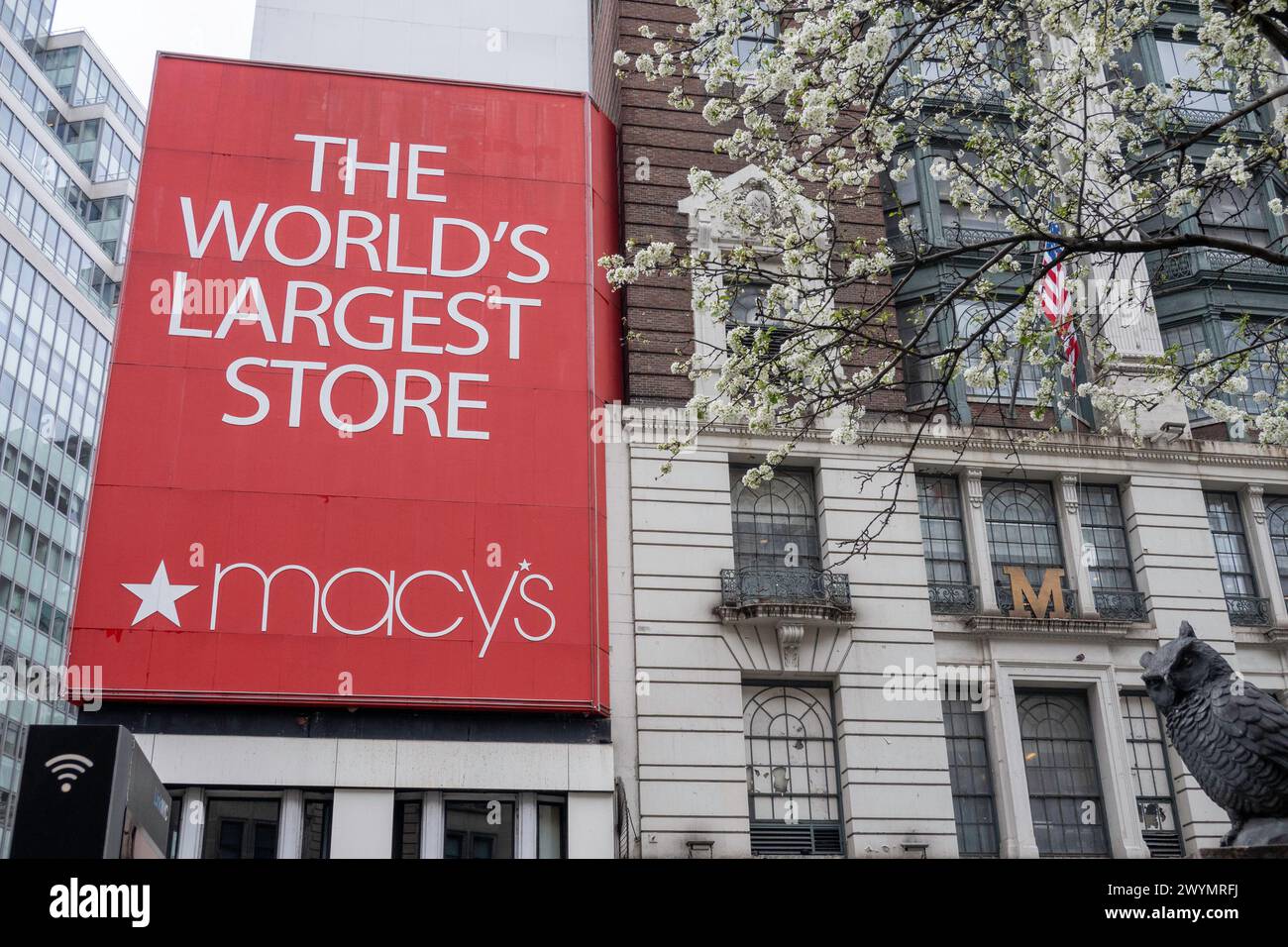 Macy's Flagship Department store facade is decorated for their annual spring flower show, New ...